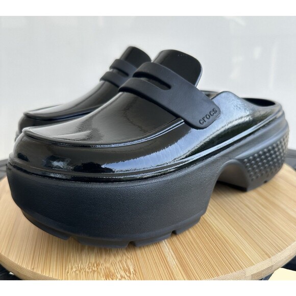 CROCS | Shoes | Crocs Stomp High Shine Penny Loafer Black Platform ...